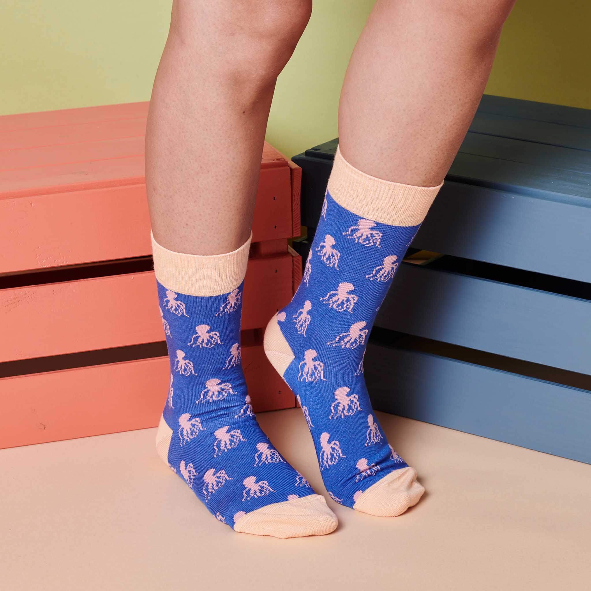 Ladies Blue Octopus Organic Cotton Ankle Socks – Catherine Tough