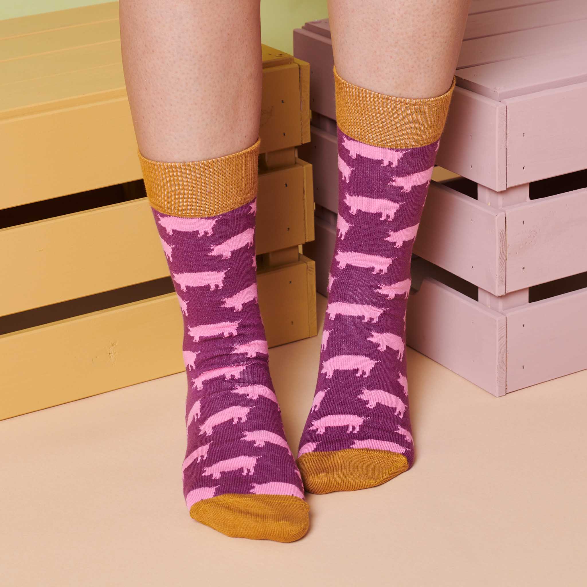 Women's Plum Pigs Organic Cotton Ankle Socks – Catherine Tough