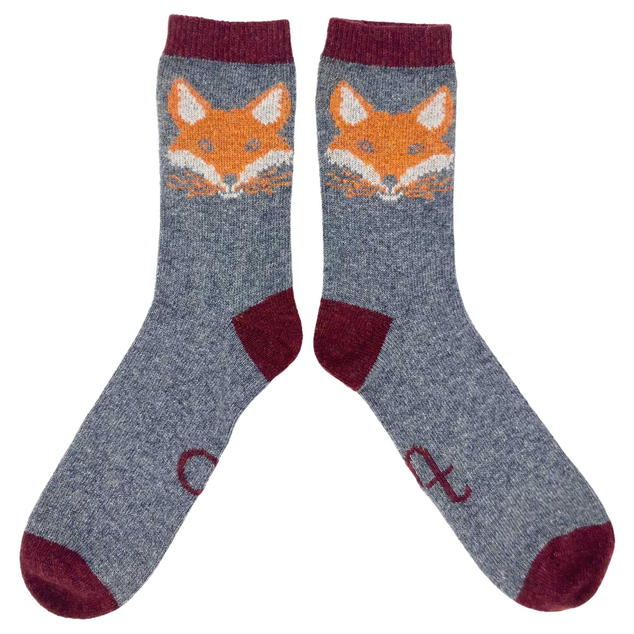 Men's Grey Fox Face Lambswool Ankle Socks – Catherine Tough