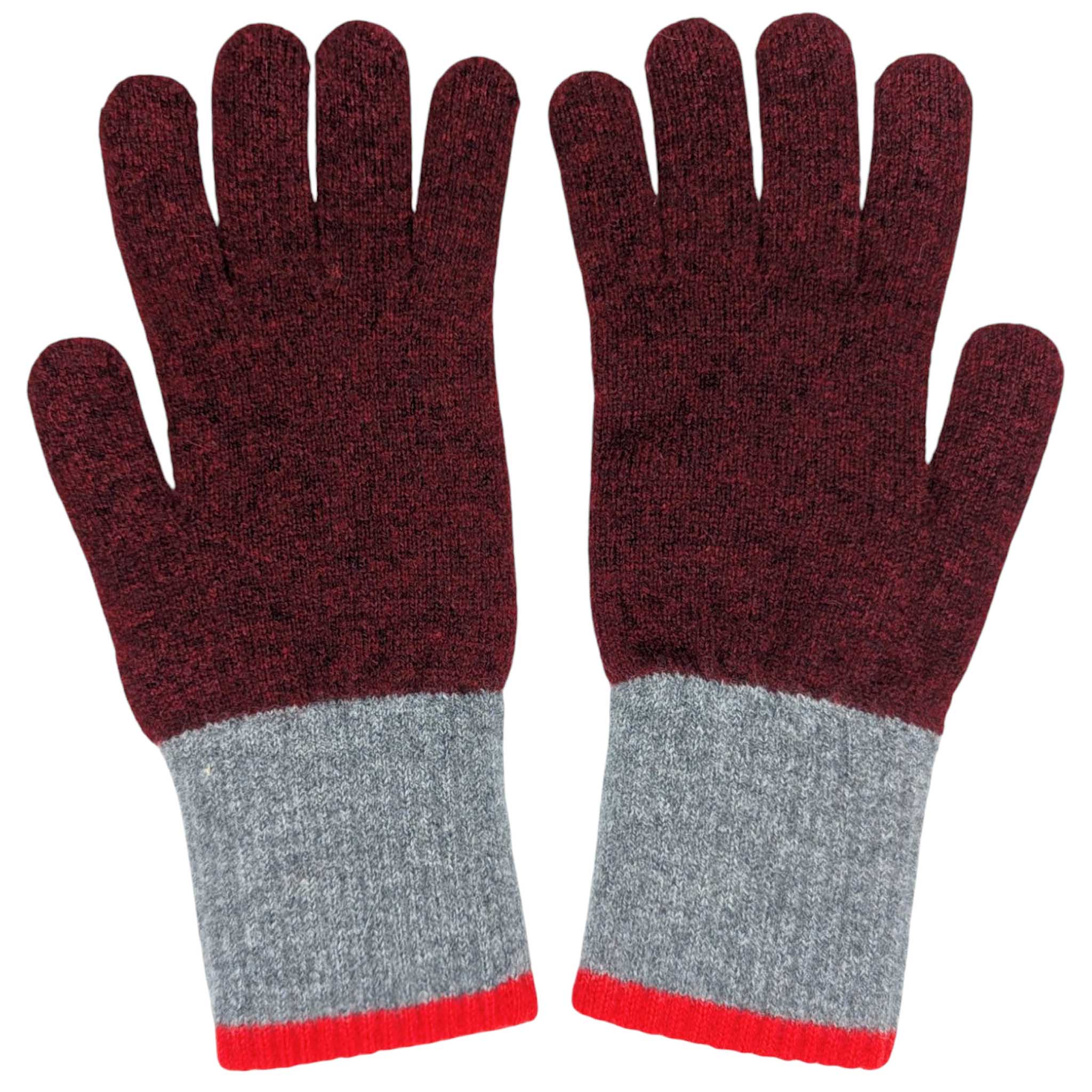Men's Red & Grey Colour Block Lambswool Gloves – Catherine Tough