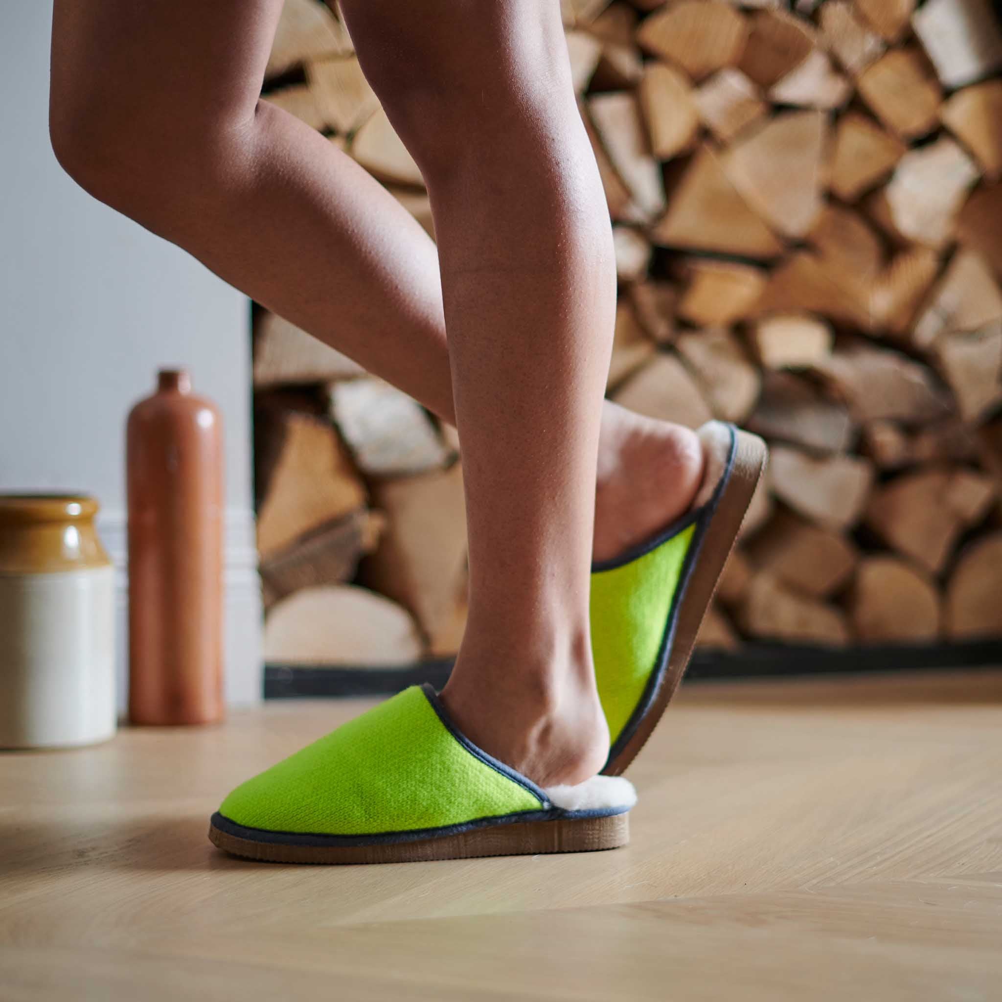 Neon Yellow Lambswool & Sheepskin Slippers – Catherine Tough