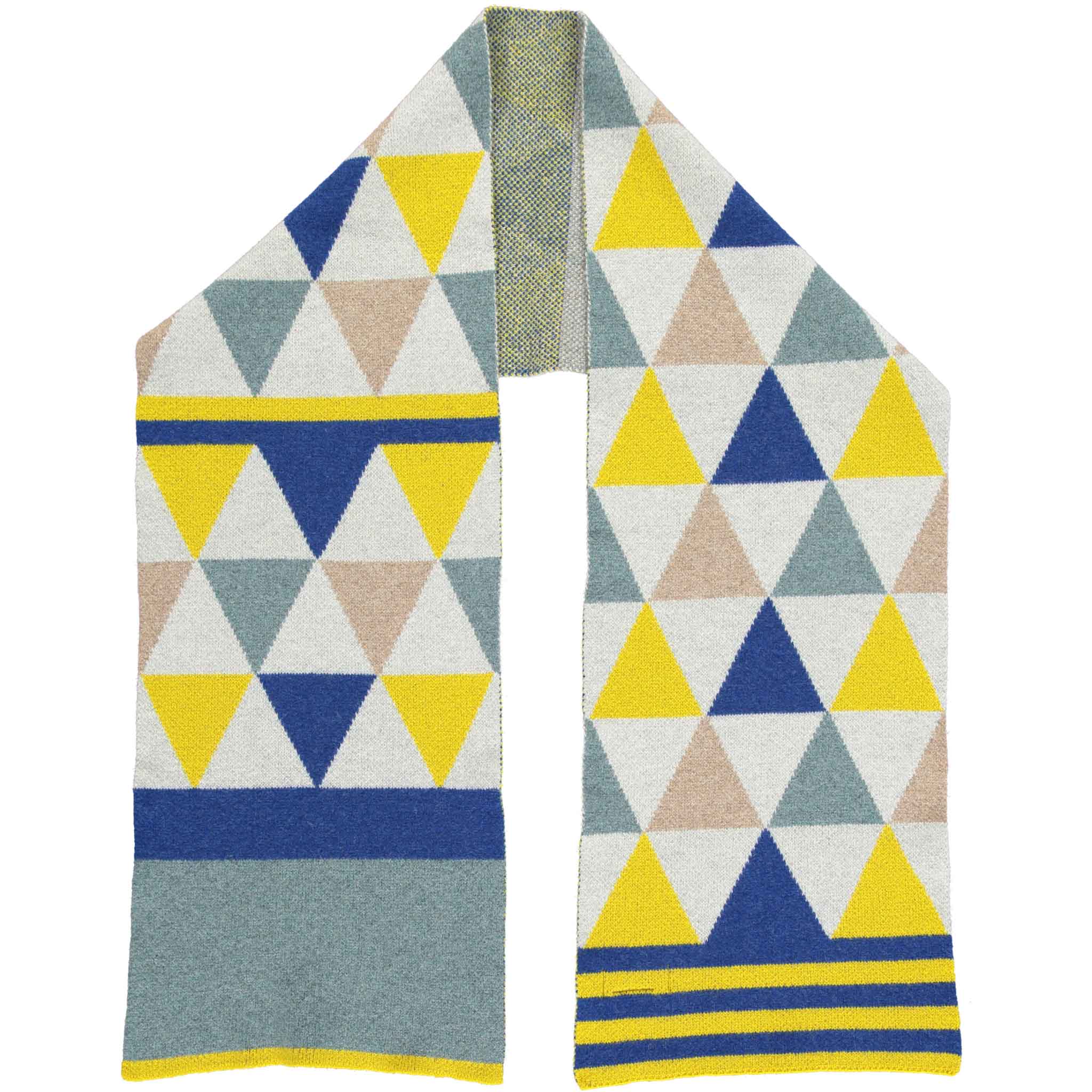 Yellow & Blue Triangle Stripe Lambswool Scarf – Catherine Tough
