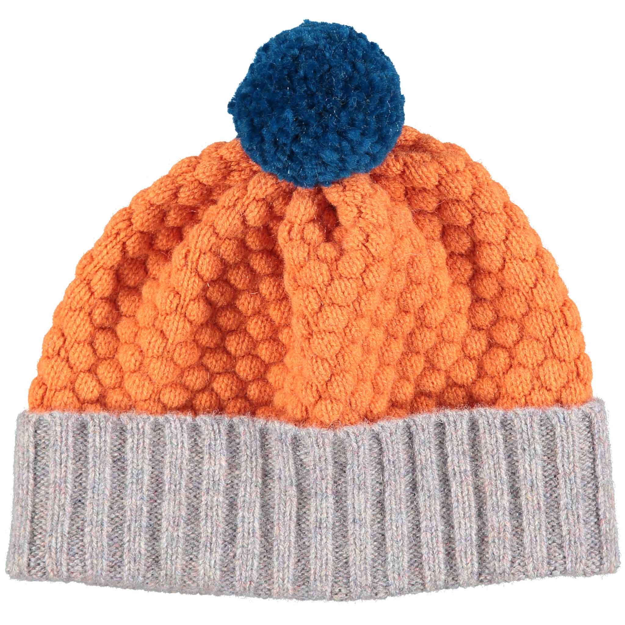 Kids' Orange & Concrete Honeycomb Bobble Hat – Catherine Tough