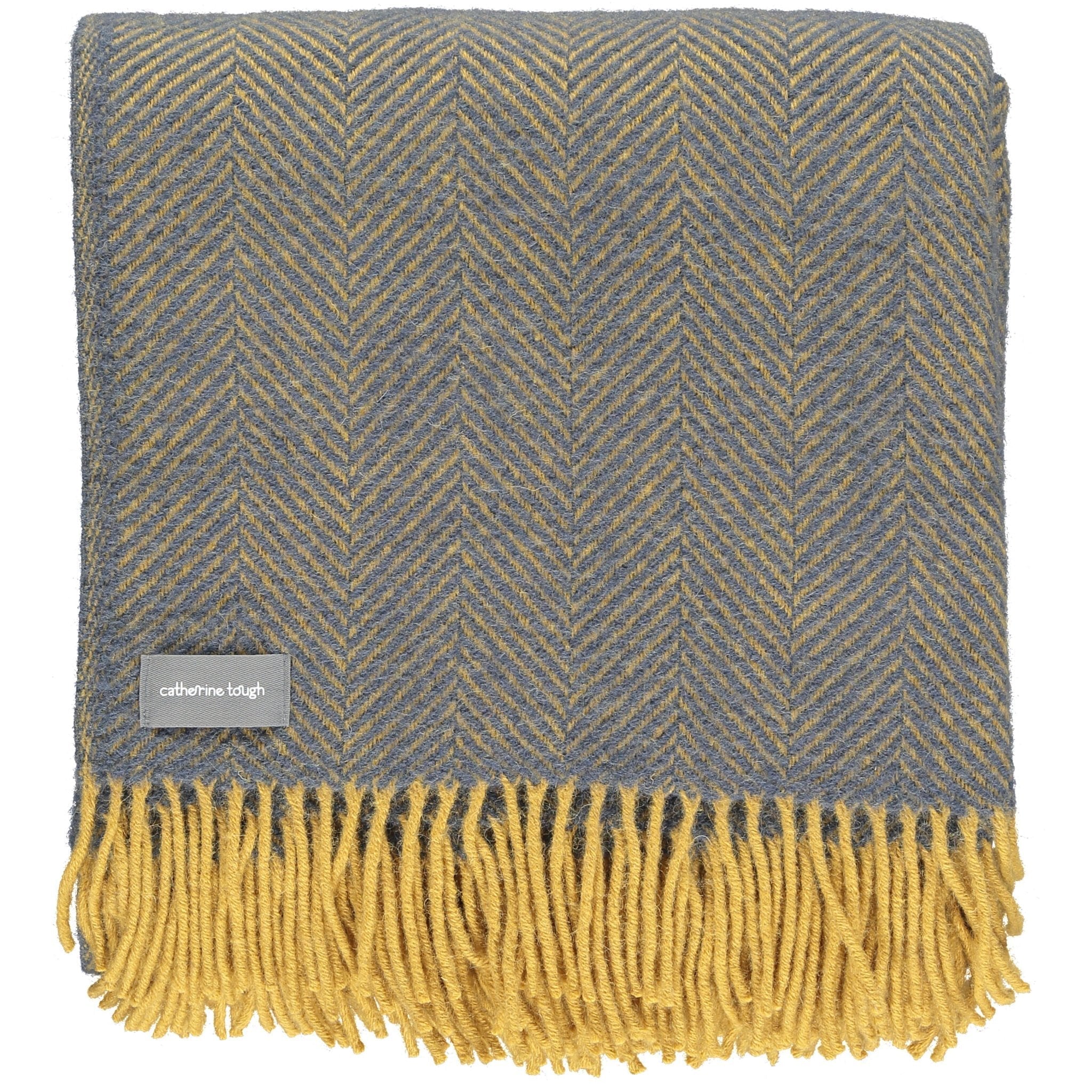 Navy & Mustard Herringbone Wool Throw – Catherine Tough