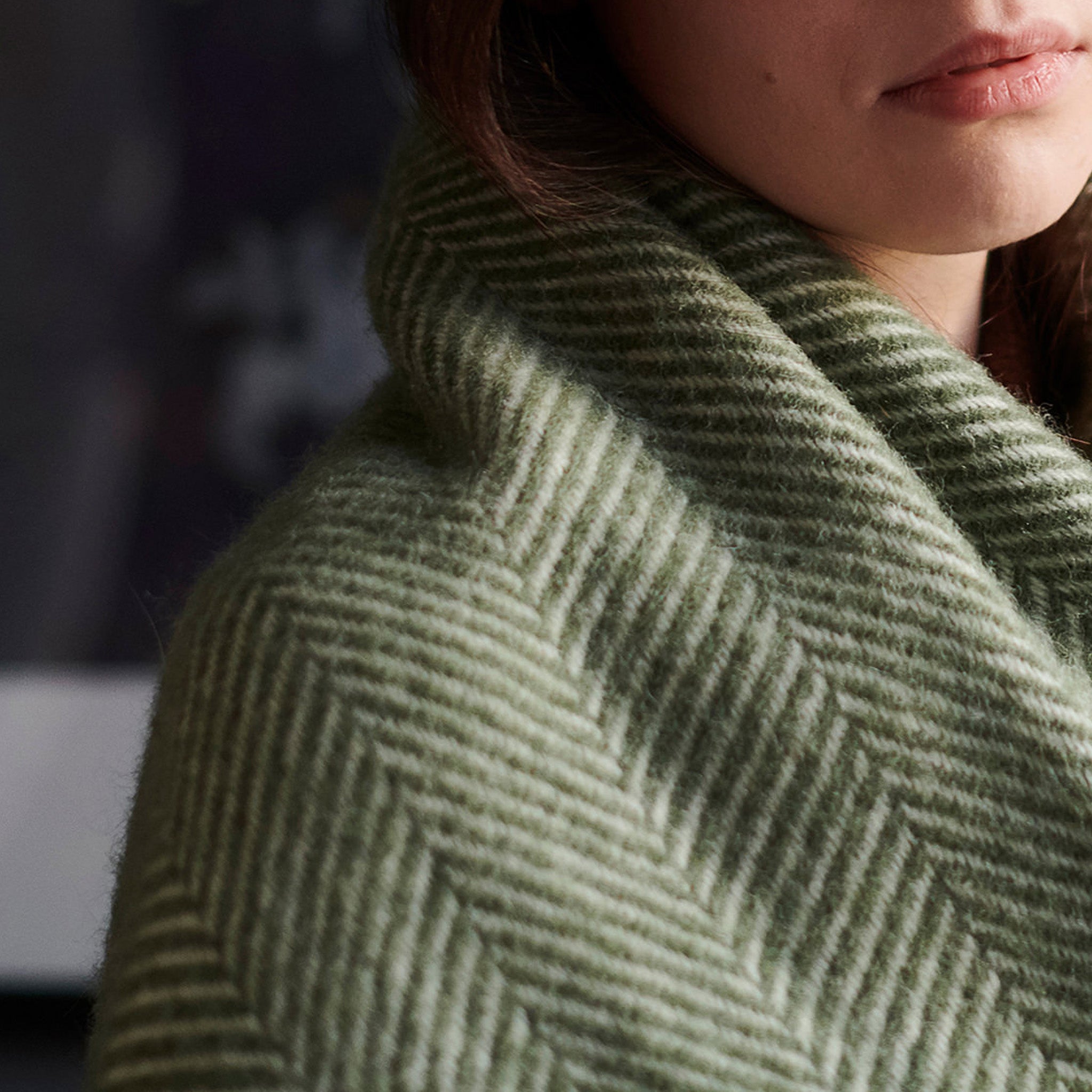 Olive Green Fishbone Wool Throw – Catherine Tough